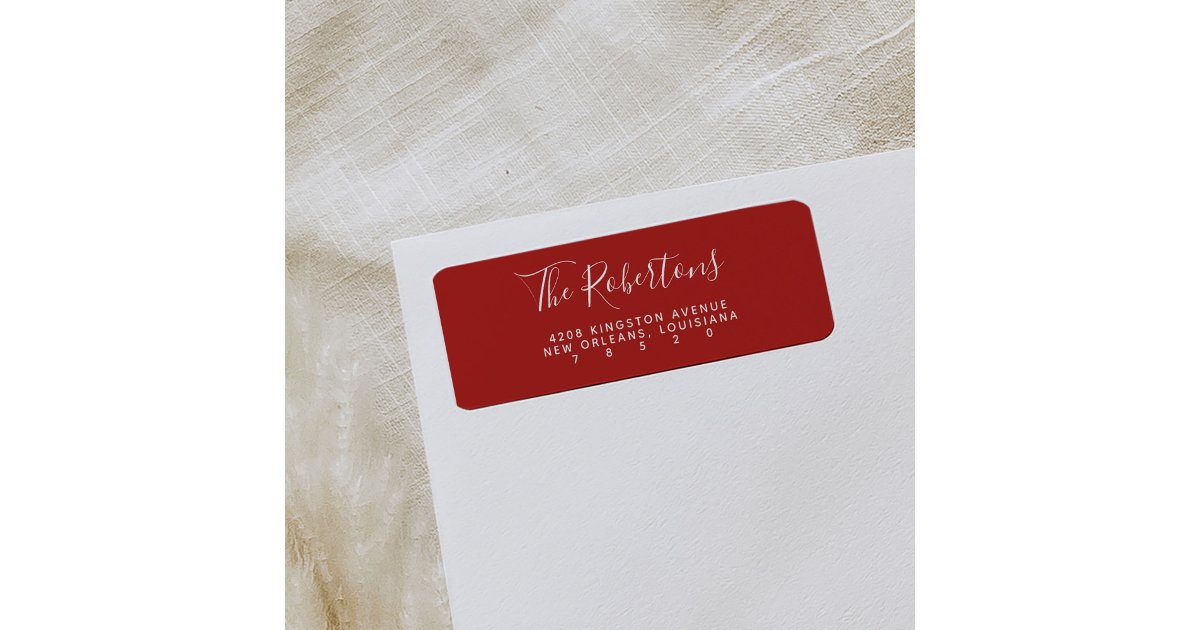 Red Script Name Return Address Labels | Zazzle