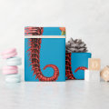 RED SEAHORSE AND SEASTARS IN AQUA BLUE Sea Life Wrapping Paper | Zazzle