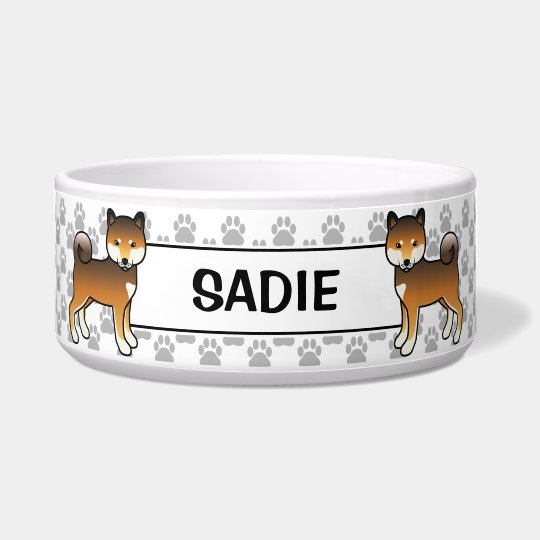 Red Sesame Shiba Inu Cute Dog With Pet's Name Bowl | Zazzle.com
