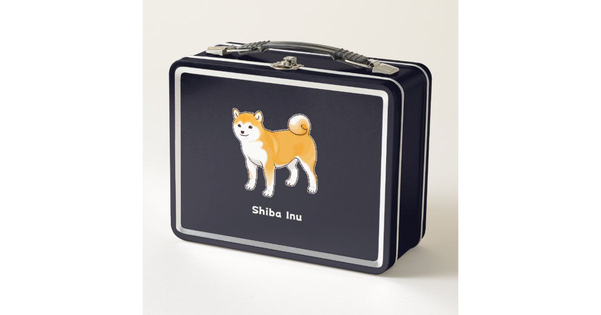 Red Shiba Inu & Black And Tan Shiba Inu Pixel Art Metal Lunch Box | Zazzle