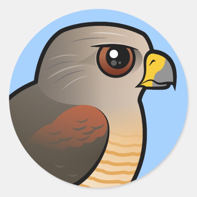 Red-shouldered Hawk Round Sticker in Birdorable Shop