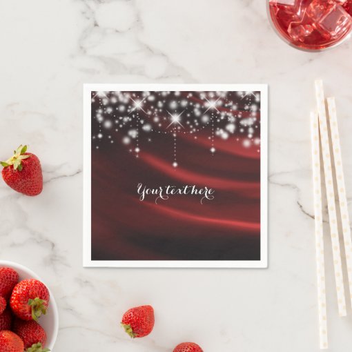 Red Silk & Sparkle Glam Hollywood Party Paper Napkins | Zazzle