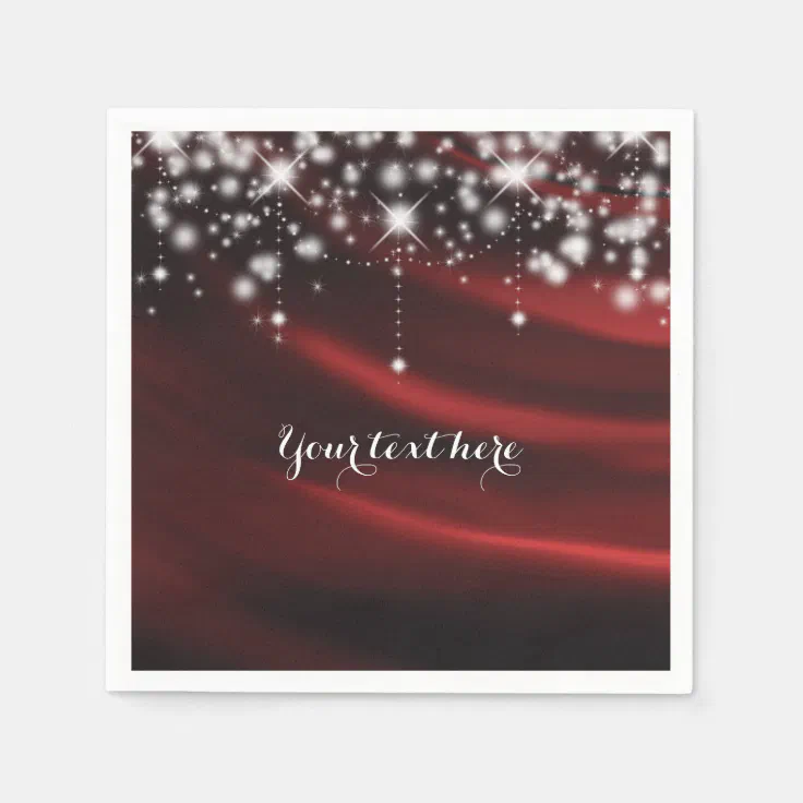 Red Silk & Sparkle Glam Hollywood Party Paper Napkins | Zazzle