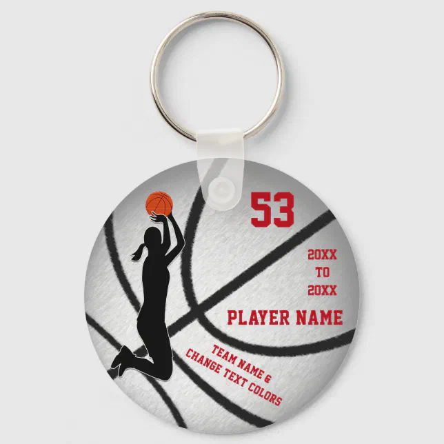 Red Silver Cheap Gift Ideas for Basketball Players Keychain | Zazzle