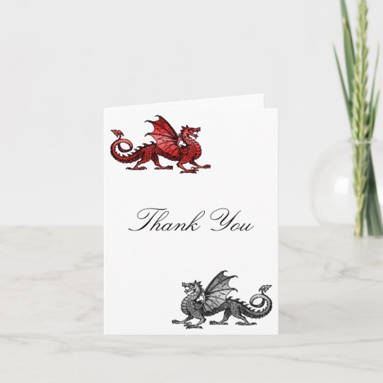 Red Silver Dragon Thank You Card | Zazzle.com