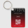 Red Silver Glitter Dripping Company Logo QR Code Keychain | Zazzle