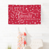Red, Silver, White, Modern Retirement Party Banner | Zazzle