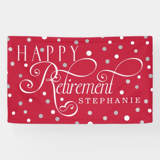 Red, Silver, White, Modern Retirement Party Banner | Zazzle.com