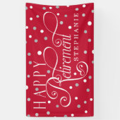 Red, Silver, White, Modern Retirement Party Banner | Zazzle