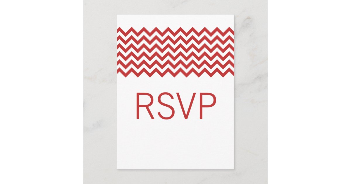 Red Simple Chevron RSVP Postcard | Zazzle