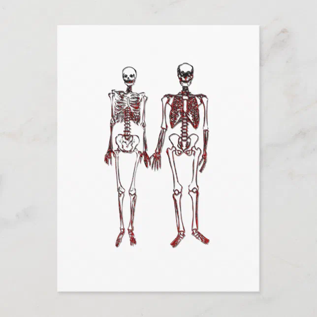 Red Skeleton Couple Postcard | Zazzle