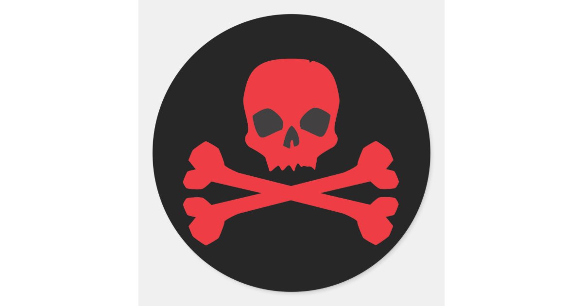 Red Skull and Bones Classic Round Sticker | Zazzle