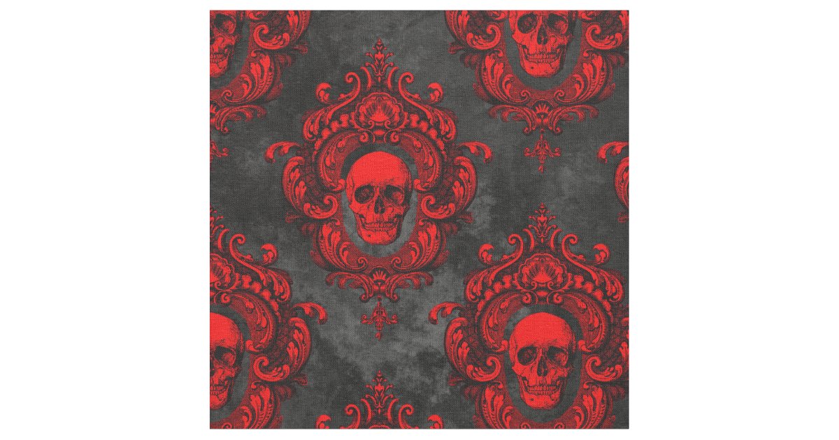Red Skull and Gothic Black Fabric | Zazzle