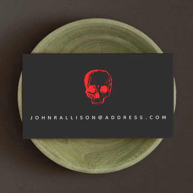 Red Skull Black Calling Card | Zazzle