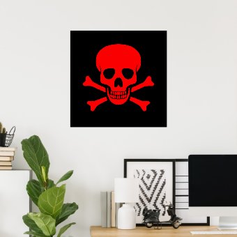 Red Skull & Crossbones Poster | Zazzle