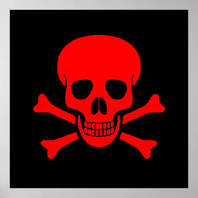 Red Skull & Crossbones Poster | Zazzle