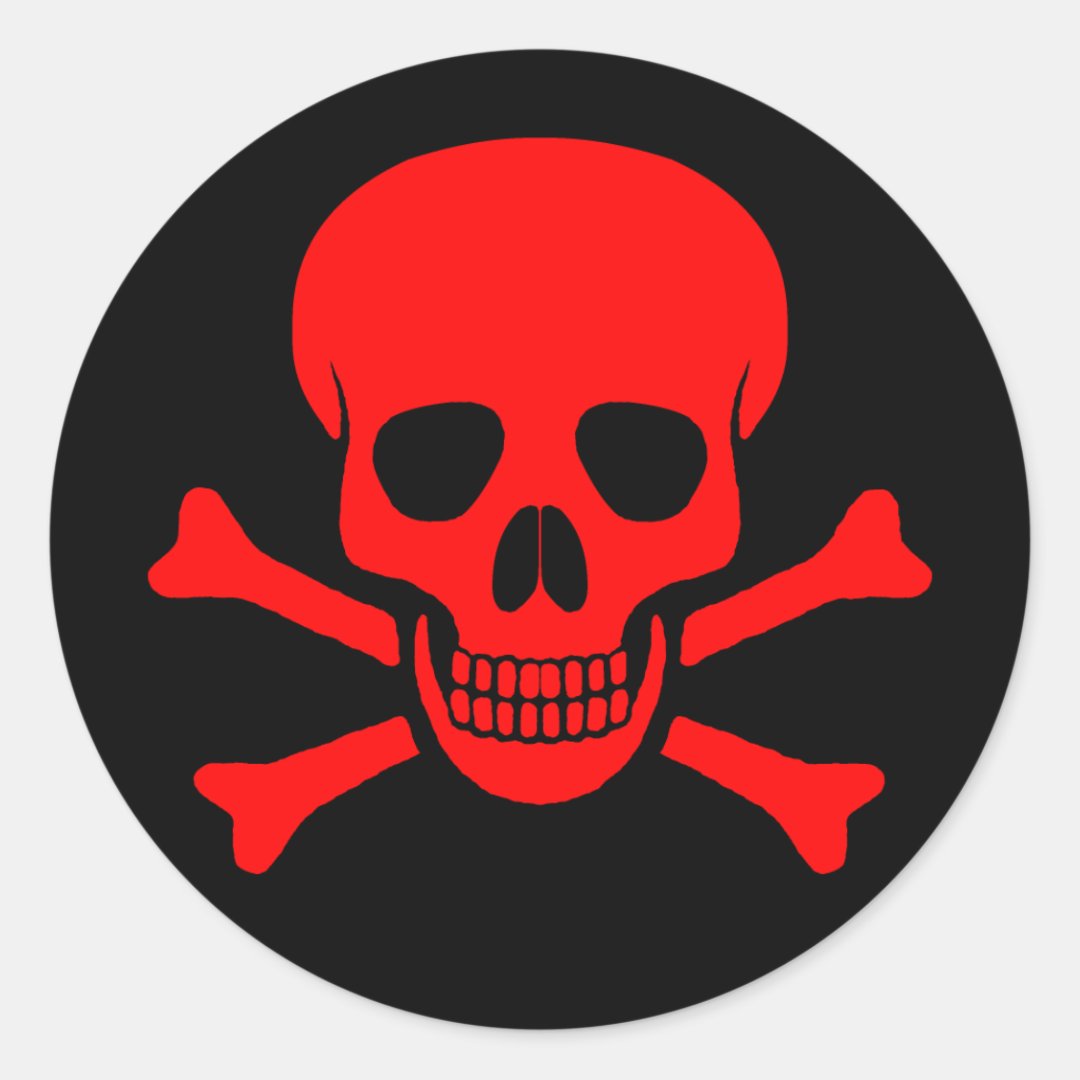 Red Skull & Crossbones Sticker | Zazzle