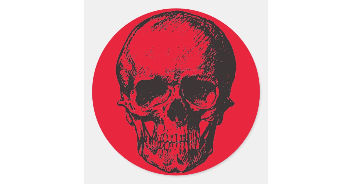 Red Skull Fantasy Art Rock Punk Heavy Metal Classic Round Sticker | Zazzle