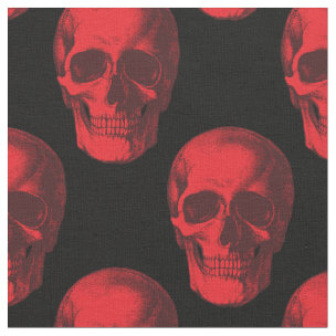 Red Skull and Gothic Black Fabric | Zazzle