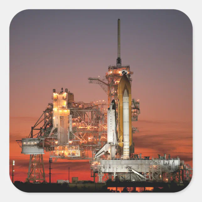 Red Sky for Space Shuttle Atlantis Launch Square Sticker | Zazzle