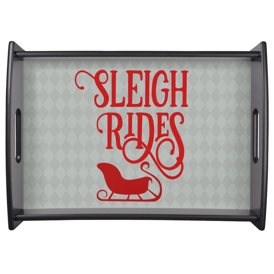 Red Sleigh Rides Holiday Serving Tray | Zazzle