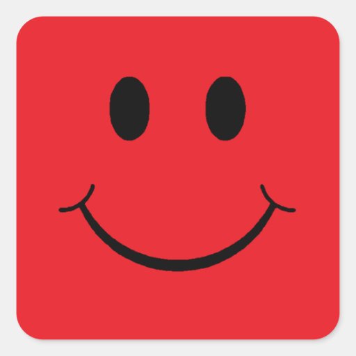 Red Smiley Square Sticker | Zazzle
