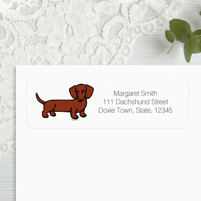 Red Smooth Haired Dachshund 2 Return Labels | Zazzle