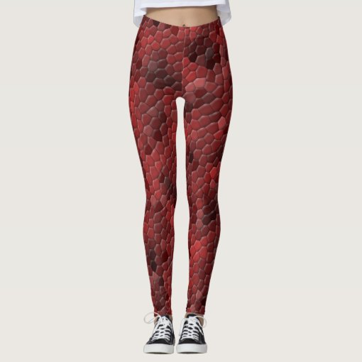 Red Snakeskin Pattern Leggings | Zazzle