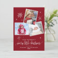 Red Snowflake | 3 Photo Christmas Holiday Card | Zazzle