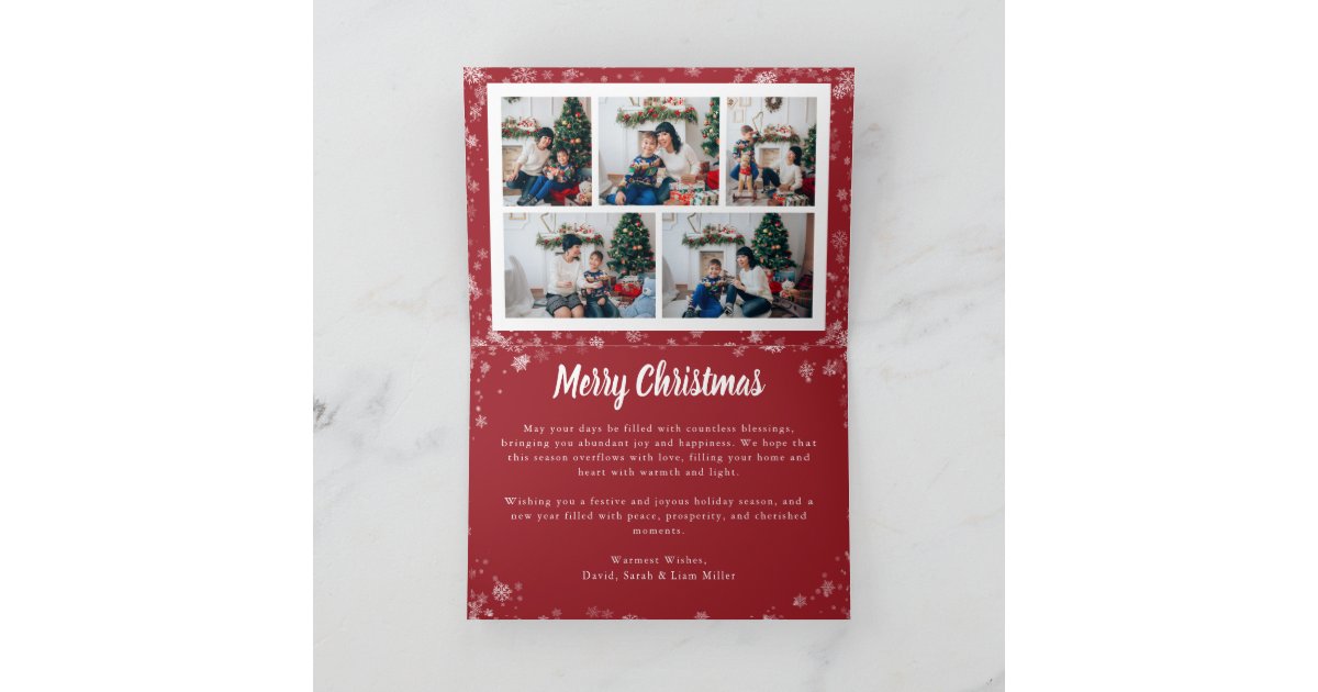 Red Snowflake Christmas Photo Card | Zazzle