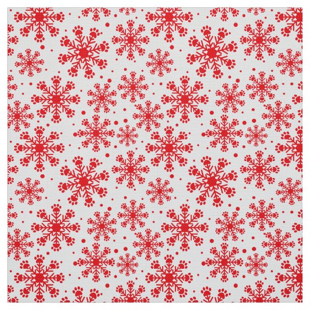 White Paw Print Pattern Fabric | Zazzle
