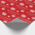 Red Snowflakes Merry Christmas Script Custom Wrapping Paper | Zazzle