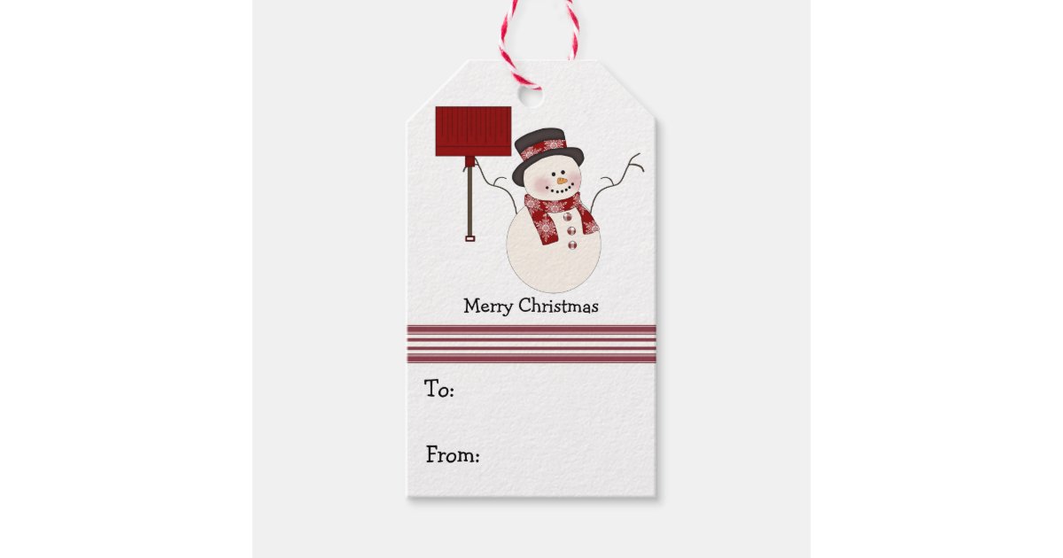 Red Snowman Christmas Gift Tags | Zazzle