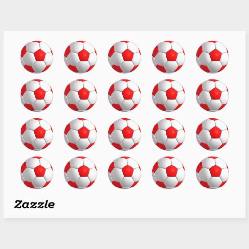 Red Soccer Ball Classic Round Sticker | Zazzle