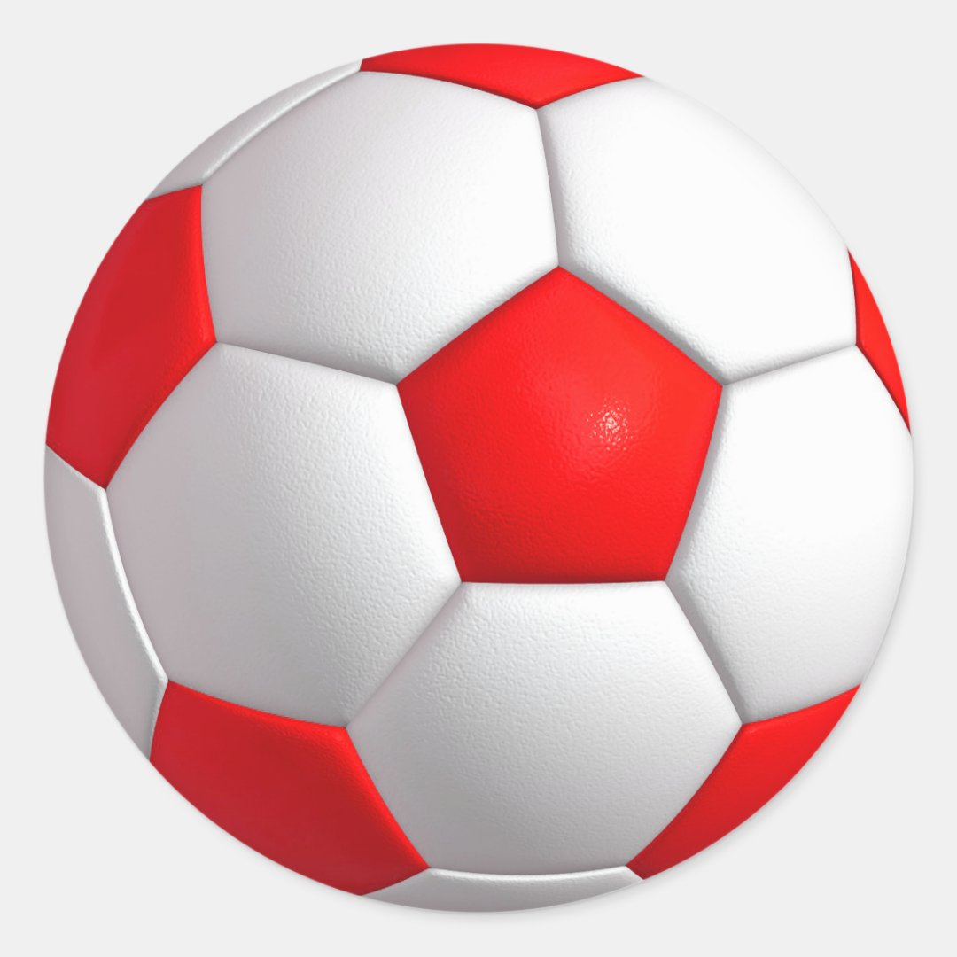 Red Soccer Ball Classic Round Sticker | Zazzle