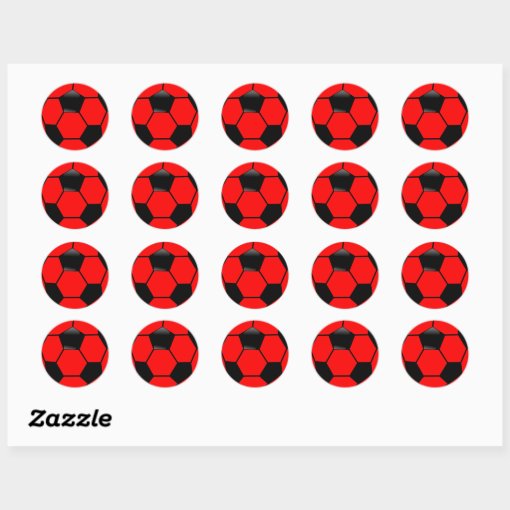 Red Soccer Ball Classic Round Sticker | Zazzle