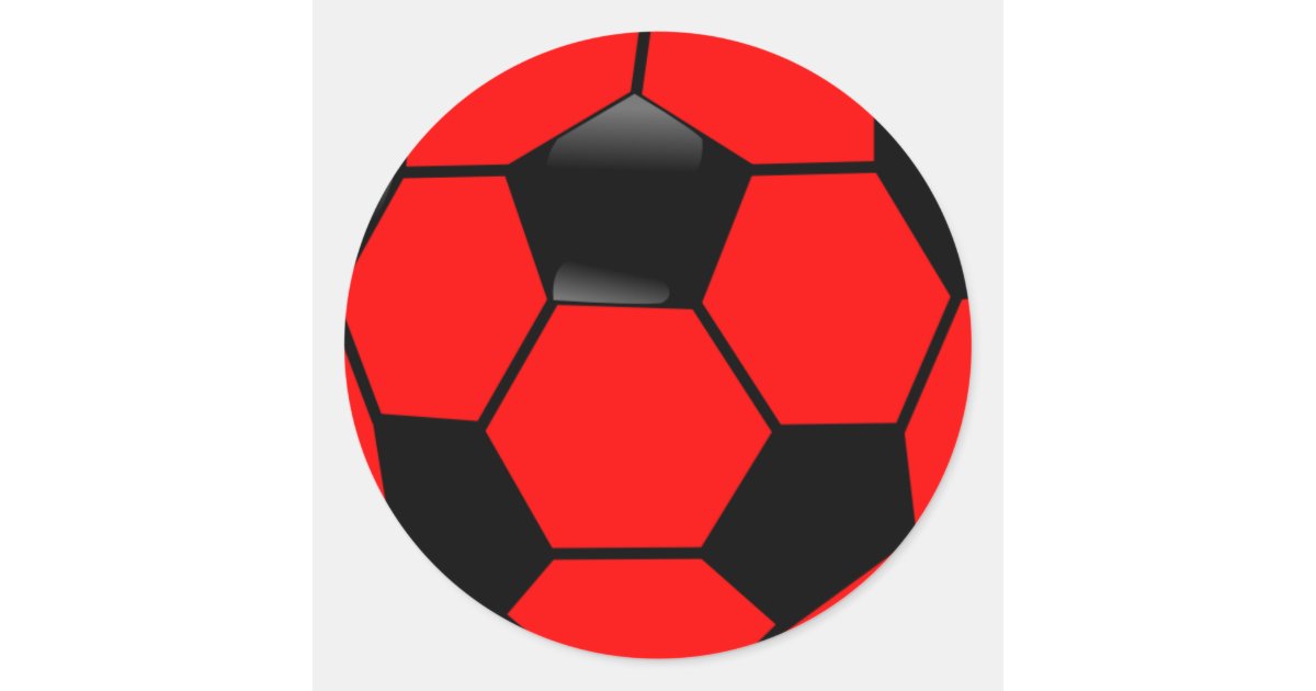 Red Soccer Ball Classic Round Sticker | Zazzle