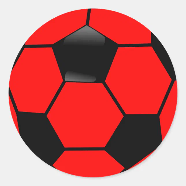 Red Soccer Ball Classic Round Sticker | Zazzle