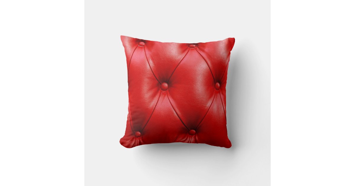 Red sofa leather texture throw pillow | Zazzle