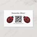 Red sparkles Ladybug Custom QR code White Business Card | Zazzle