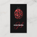 Red sparkles Ladybug QR code Monogram black Custom Business Card | Zazzle