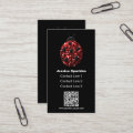 Red sparkles Ladybug QR code Monogram black Custom Business Card | Zazzle