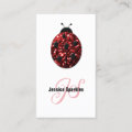 Red sparkles Ladybug QR code Monogram white Custom Business Card | Zazzle