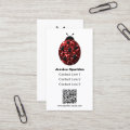 Red sparkles Ladybug QR code Monogram white Custom Business Card | Zazzle