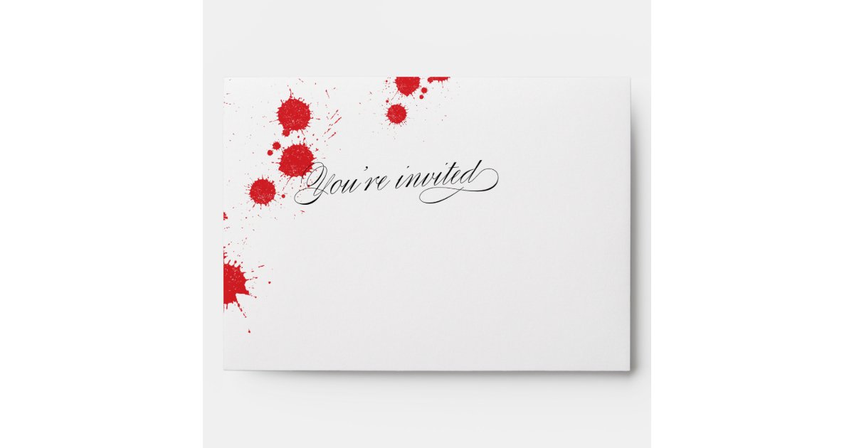 Red Splatter Halloween Party Invitation Envelope | Zazzle