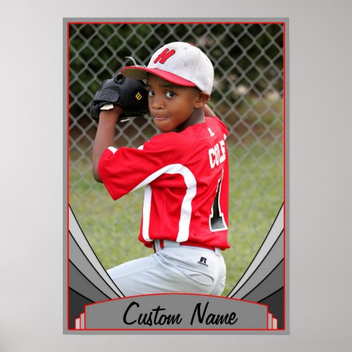 Red Sports & Athletics Custom Name & Photo Poster | Zazzle