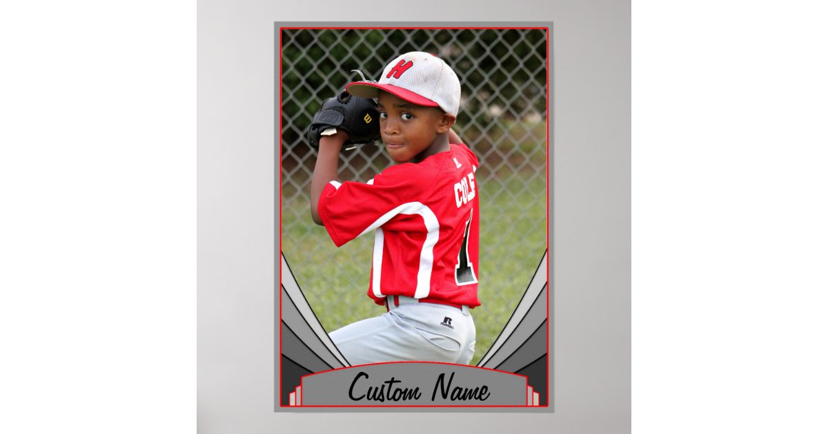 Red Sports & Athletics Custom Name & Photo Poster | Zazzle