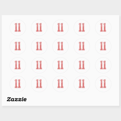 Red Sports Jerzee Number 11 Classic Round Sticker | Zazzle