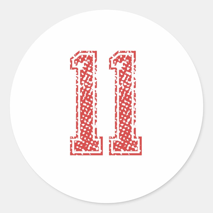 Red Sports Jerzee Number 11 Classic Round Sticker | Zazzle