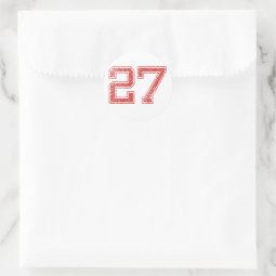 Red Sports Jerzee Number 27 Classic Round Sticker | Zazzle